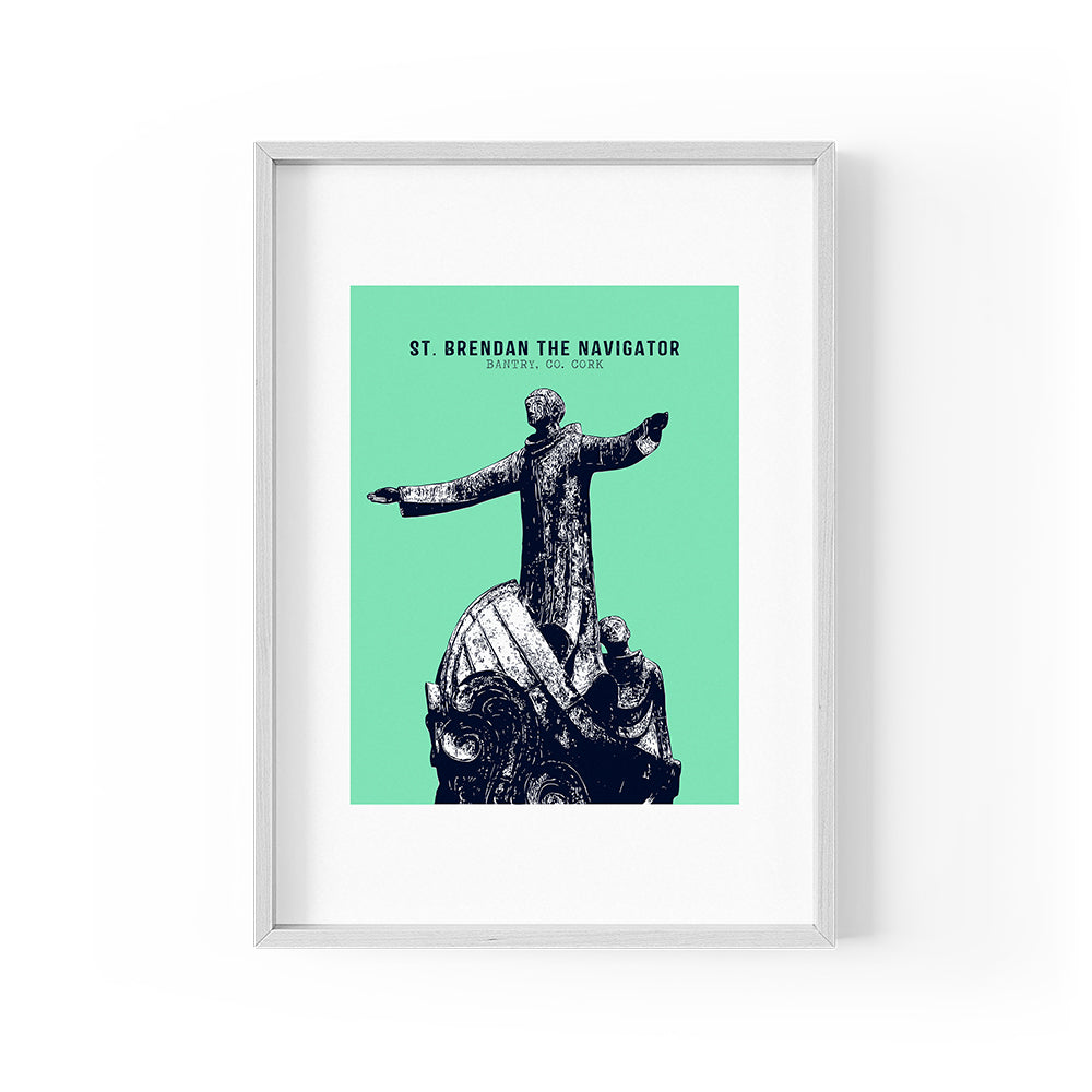 St. Brendan The Navigator Print (Framed A4)
